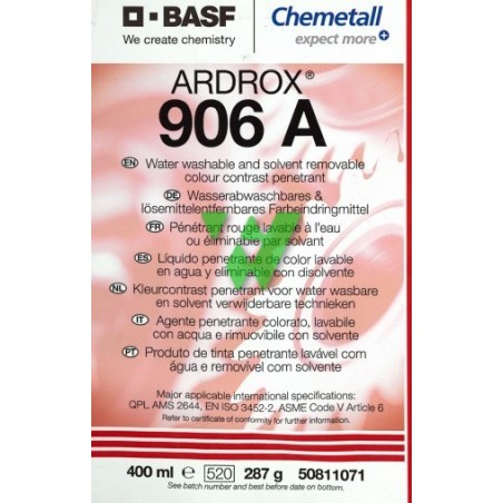 Ardrox 906A es un penetrante de contraste de color Tipo 2 según la
